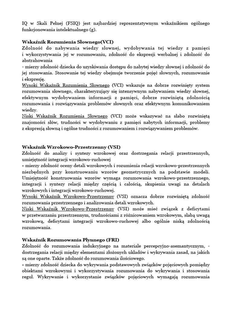 WISC-V Interpretacja | PDF