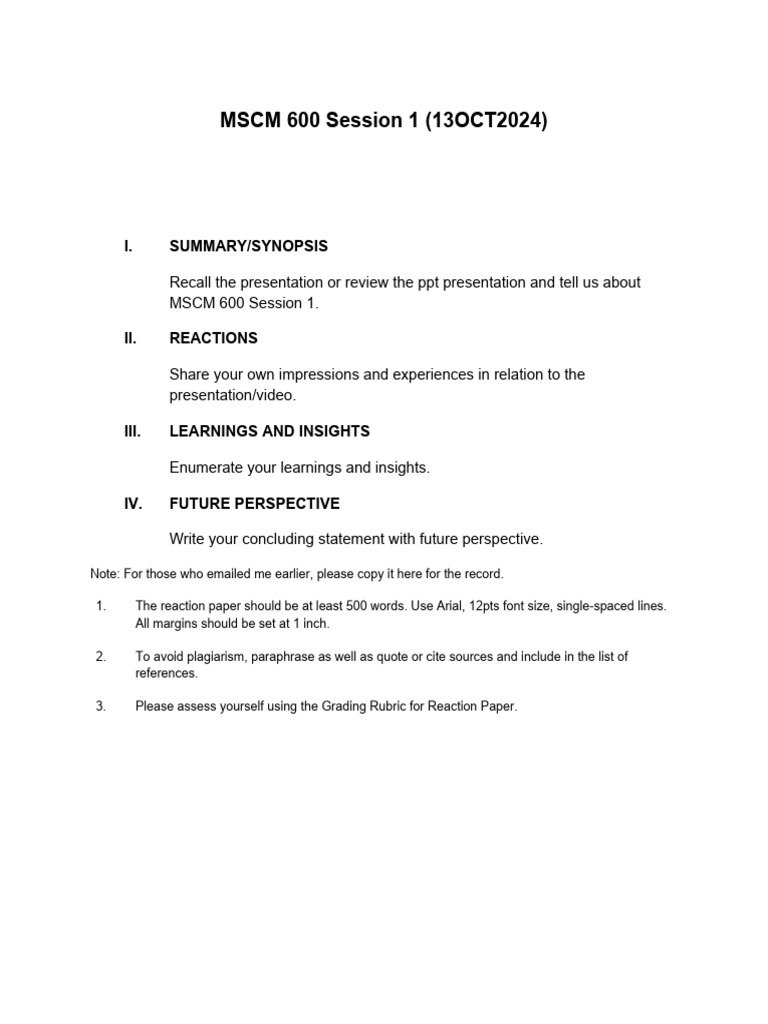 MSCM Assignment Format | PDF