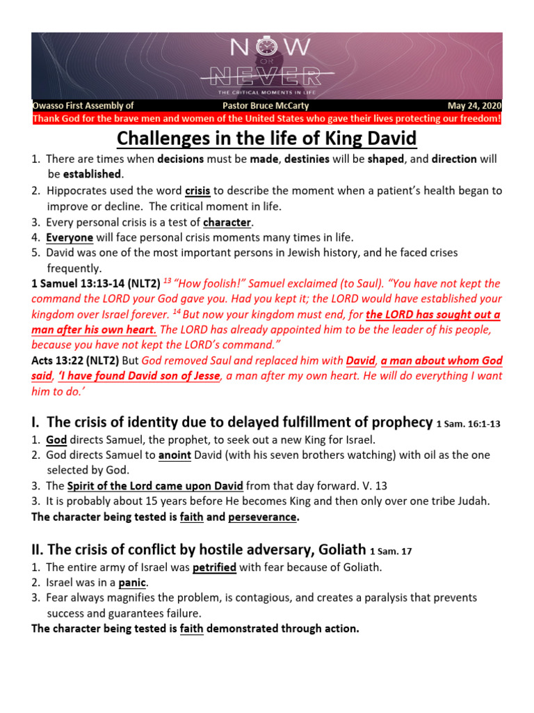 King David's Crises and Lessons Learned | PDF | David | Samuel