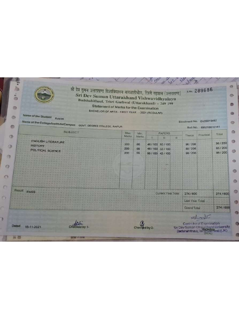 Rakhi Negi Marksheet's | PDF