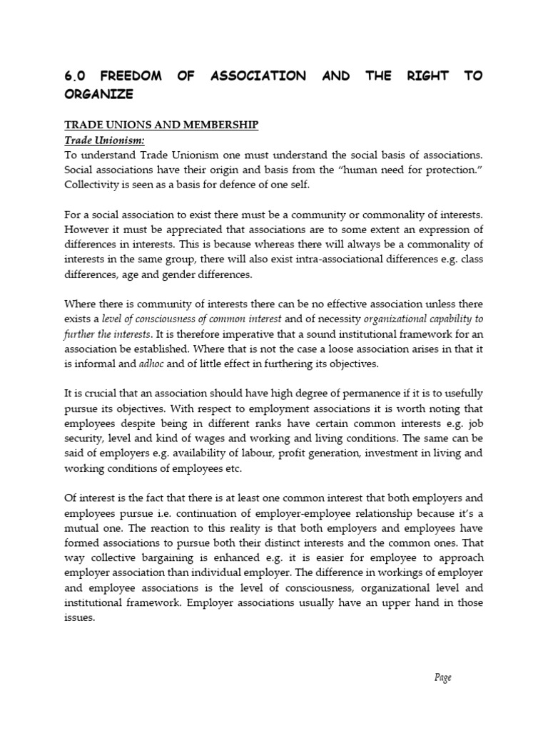 Topic 6-Freedom of Association and The Right To Organise | PDF ...