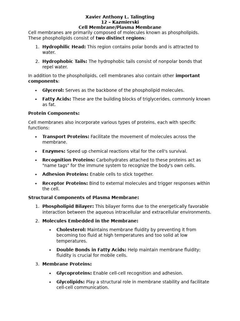 Cell Membrane (1) | PDF | Cell Membrane | Phospholipid