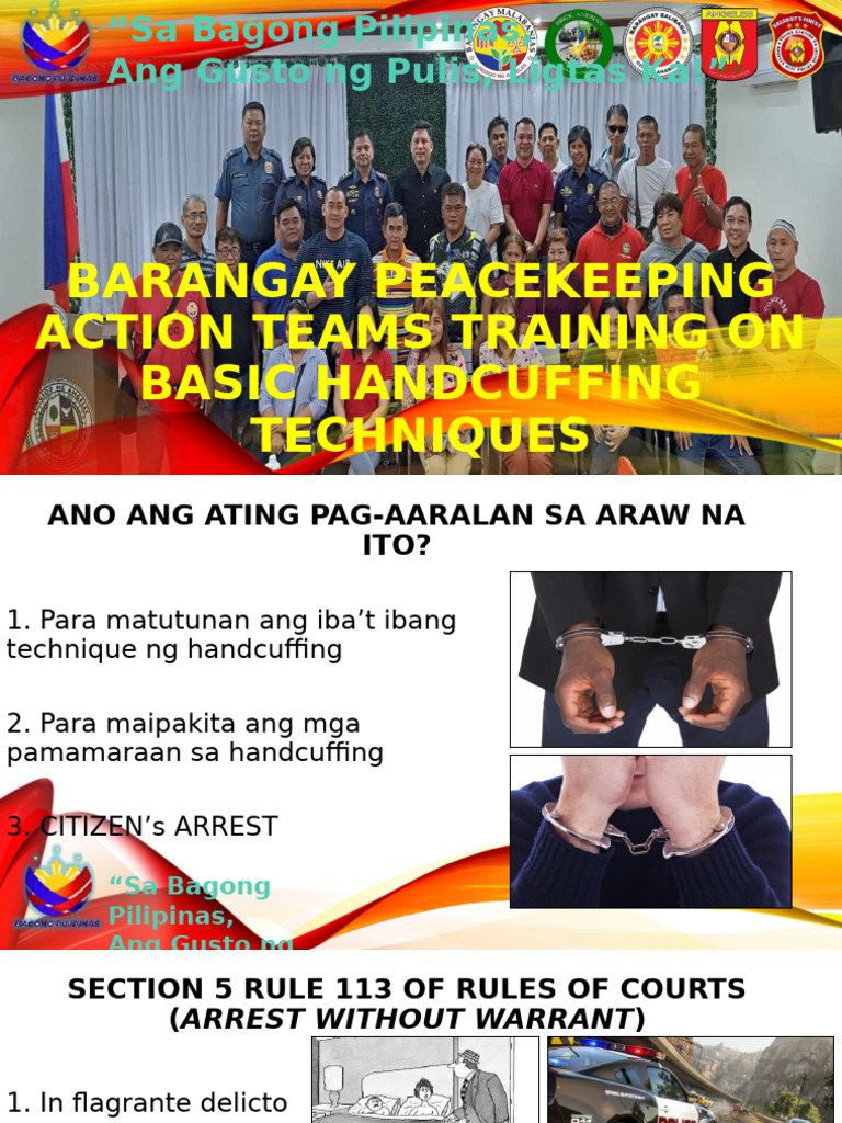 BPATs TRAINING ON BASIC HANDCUFFING TECHNIQUES | PDF