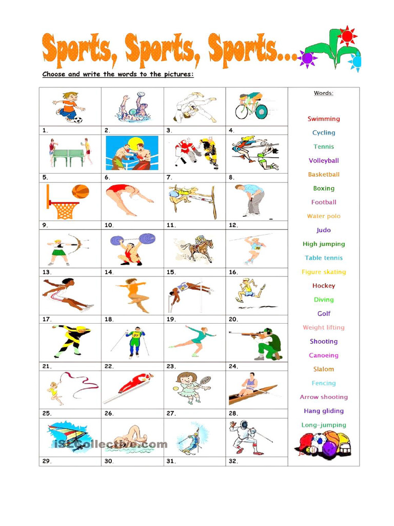 Sports Vocabulary Exercise | PDF