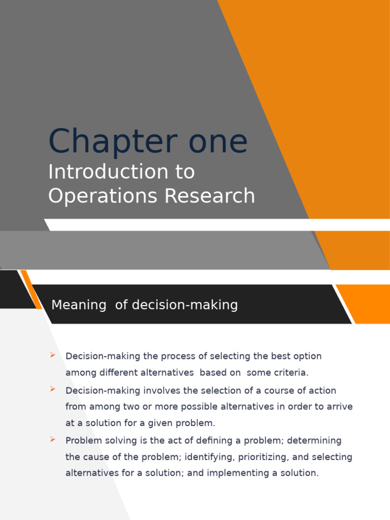 Operations-Research Chapter 1 | PDF | Operations Research | Decision Making