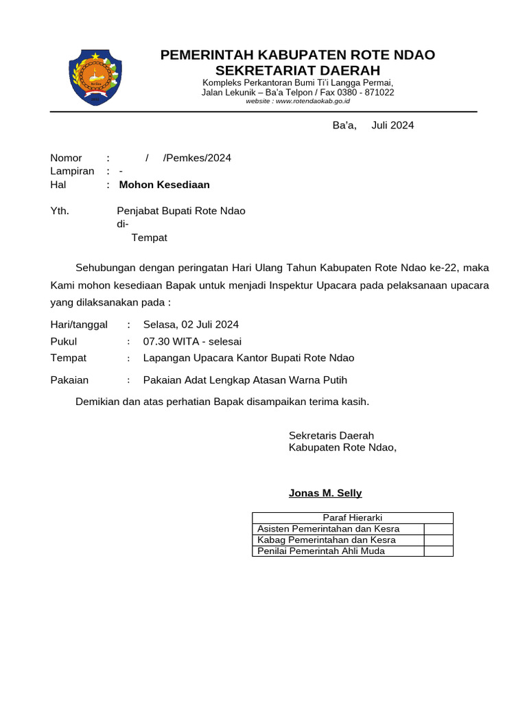 Permintaan Menjadi Inspektur Upacara | PDF