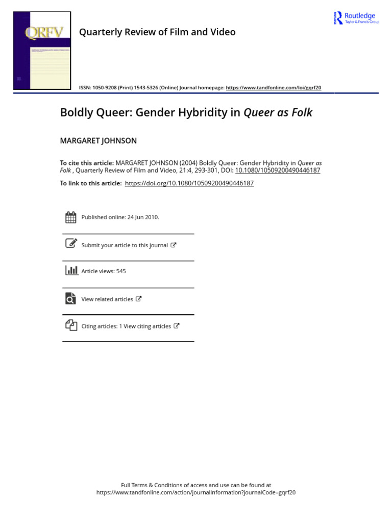 Boldly Queer Gender Hybridity in Queer As Folk | PDF | Masculinity | Orgasm