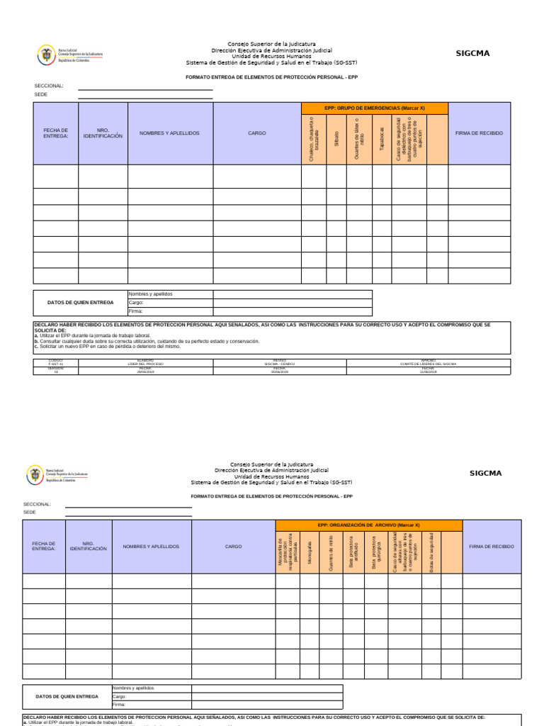 F-SST-11 Formato Entrega EPP 2022 V2 | PDF | Gestión de recursos humanos