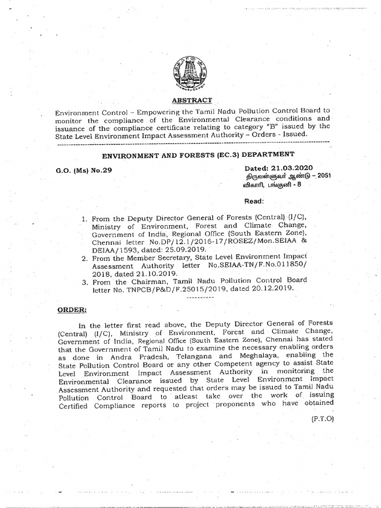 Environment Clearance Certificate - Go - 29,16221 | PDF