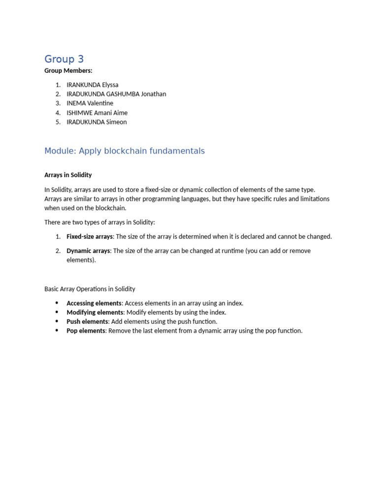 Using Arrays in Solidity | PDF