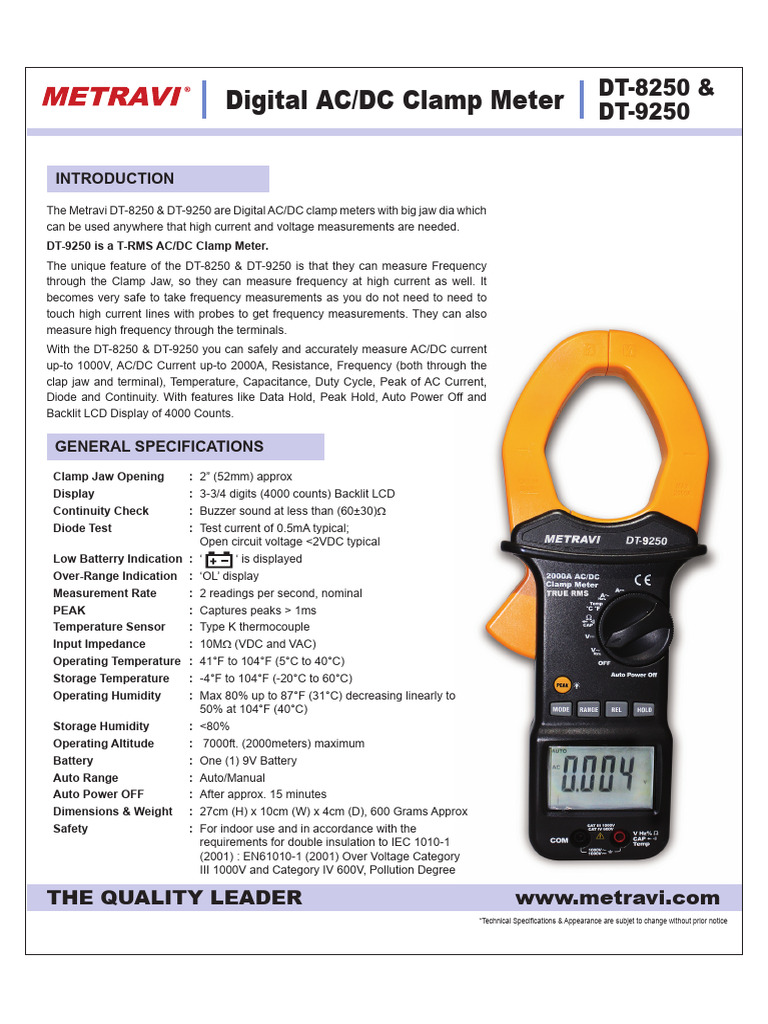 Clamp Meter Pricing and Features | PDF | Electrical Components ...