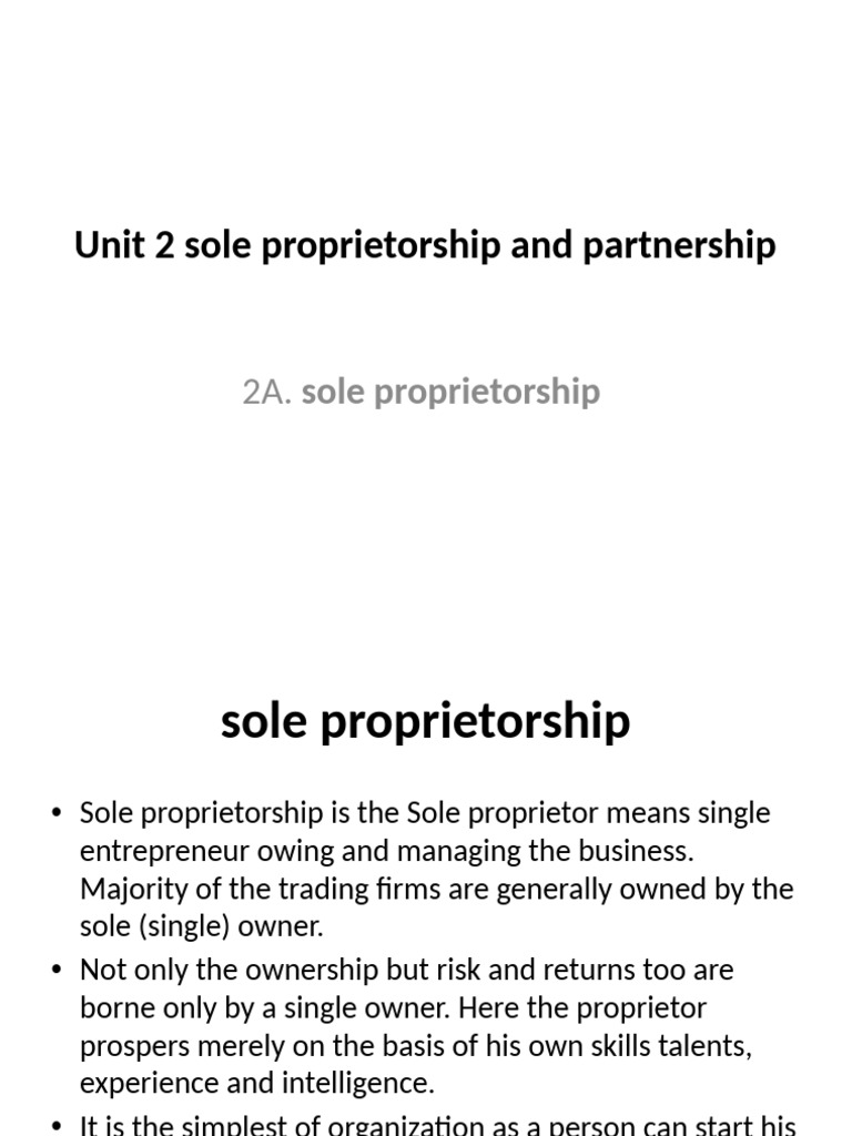 Fbo Unit 2 Sole Proprietorship and Partnership | PDF | Partnership ...