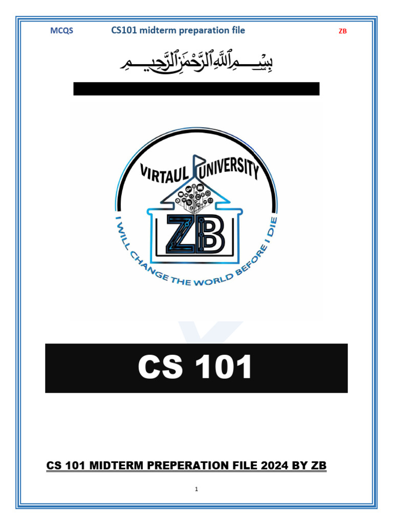 CS101 Preperation 2024 by ZB FILE F .. (Mids) | PDF | Bit | Transmission Control Protocol