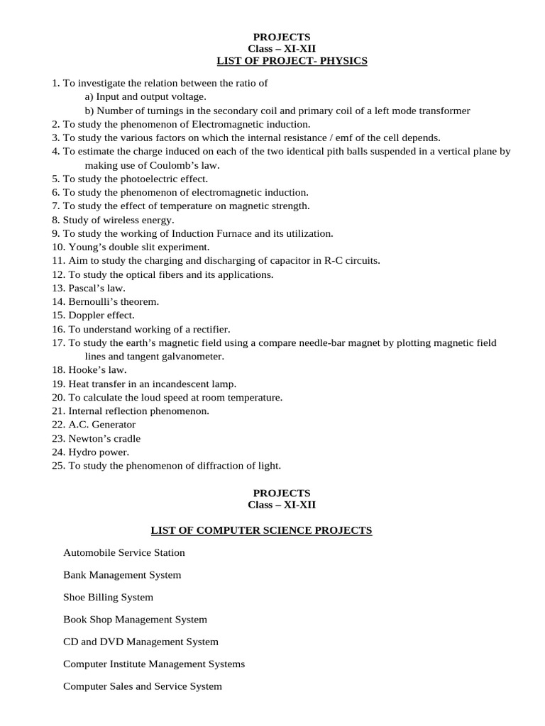 High School Science & CS Project Ideas | PDF | Transformer ...