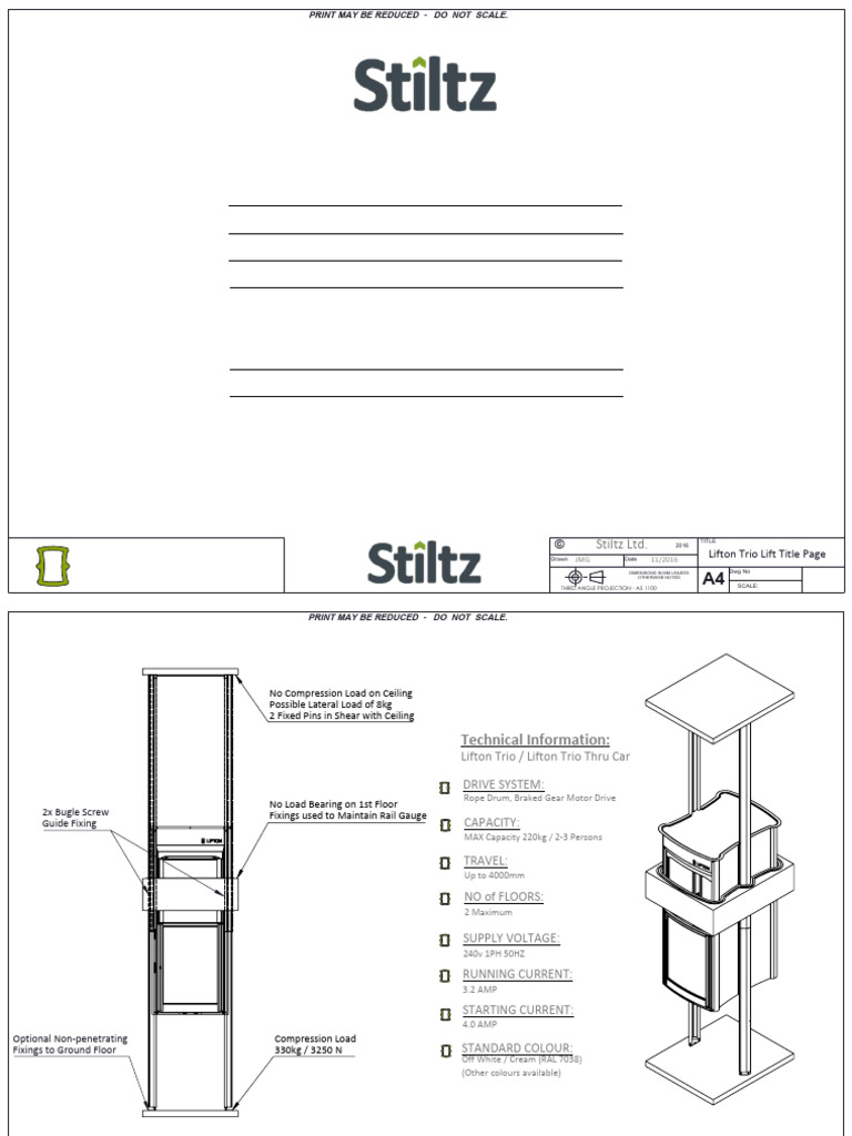 Stilz Lifts Design Guides Stiltz Trio Alta Lift Installation | PDF | Elevator | Door