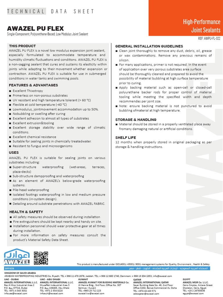TDS_AWAZEL PU FLEX REG | PDF | United Arab Emirates | Materials