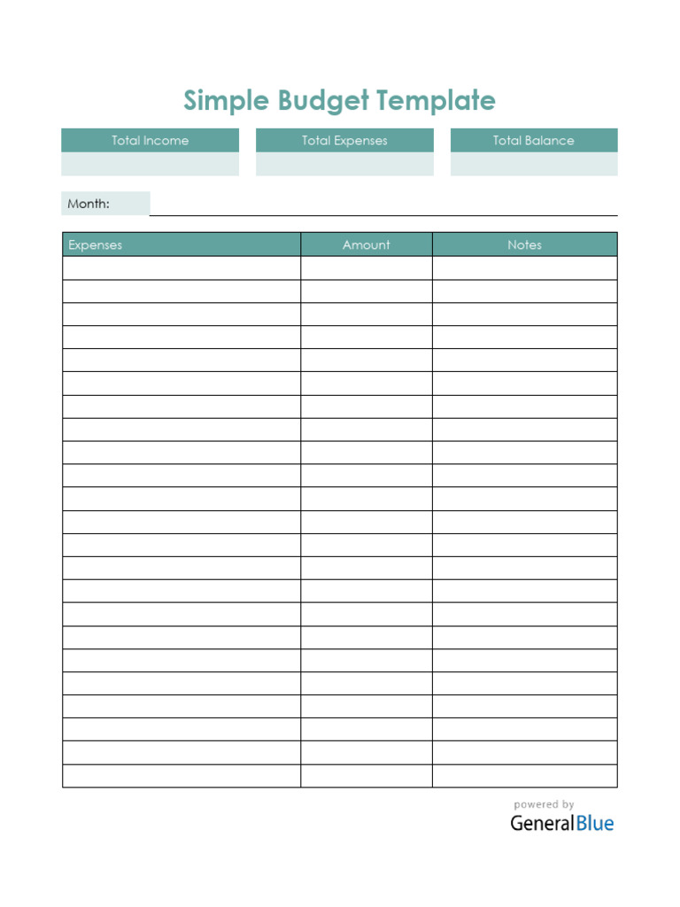 Simple Budget Template | PDF