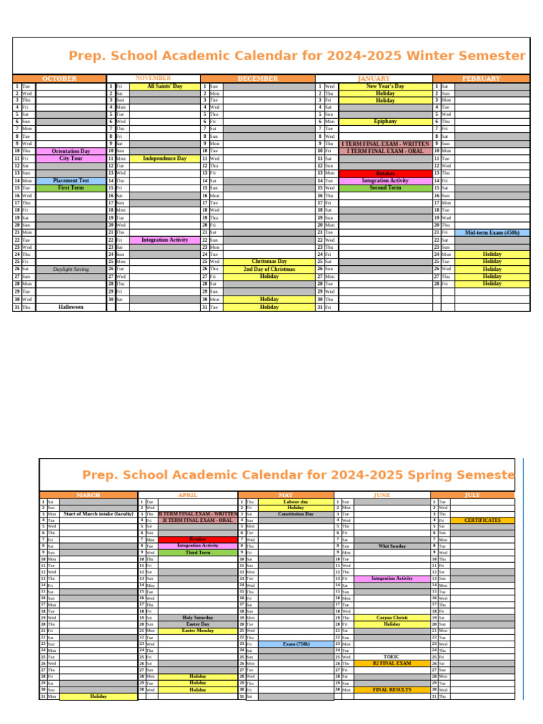 2024-2025 Prep School Calendar | PDF | Academic Term | Liturgical Calendar