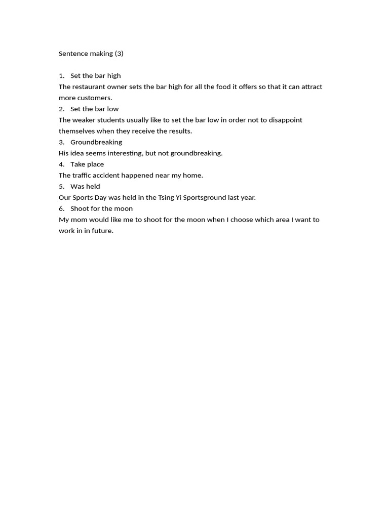 Sentence Making 3 | PDF