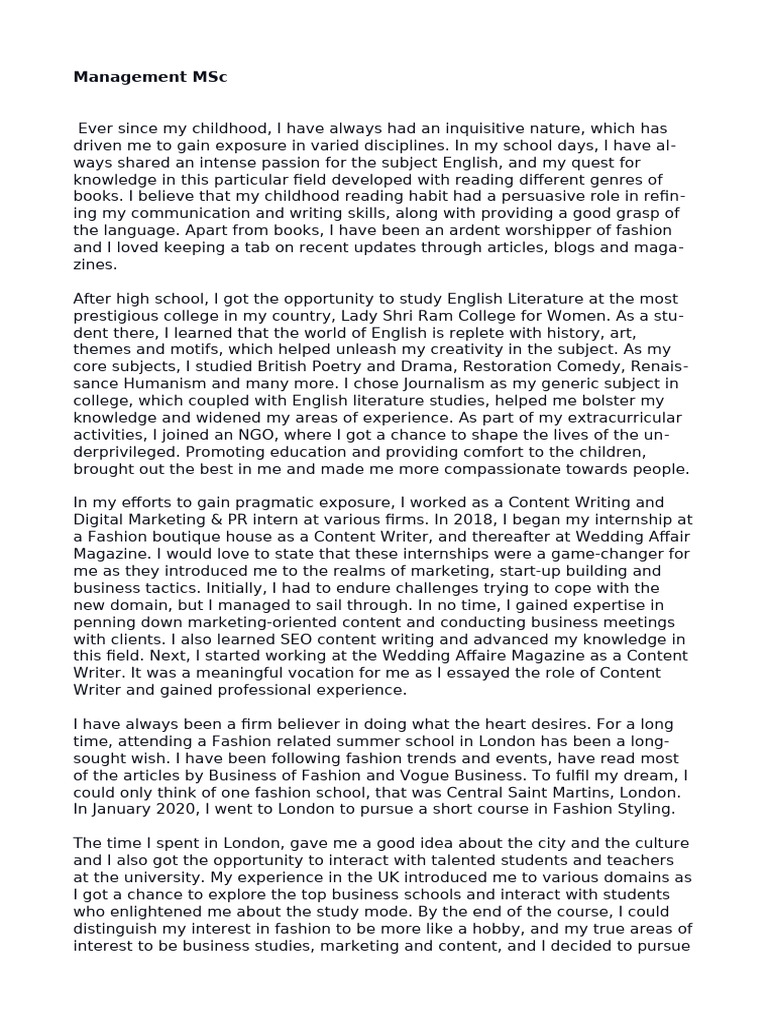 Management MSC (University of Bath) | PDF