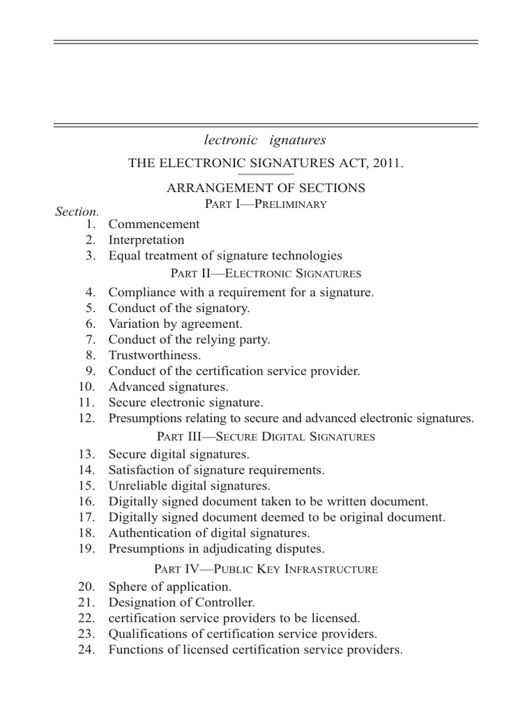 Electronic Signatures Act No. 7 of 2011 | PDF | Public Key Cryptography ...