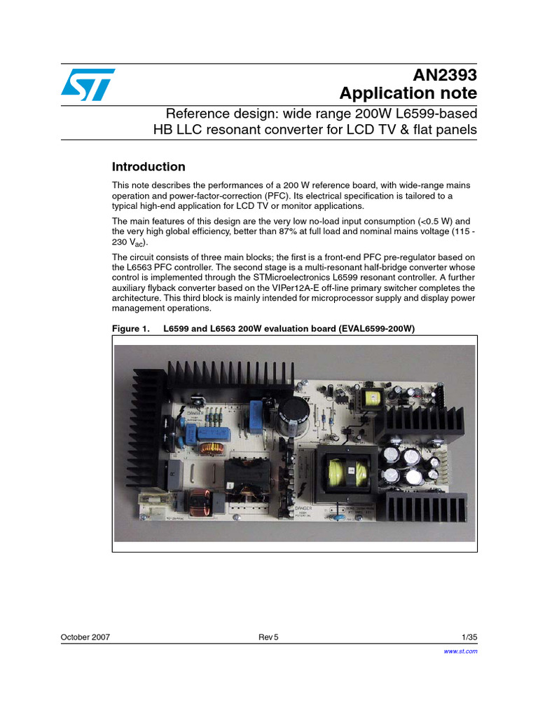 200W L6599 LLC Converter Design Guide | PDF | Consumer Electronics | Electricity