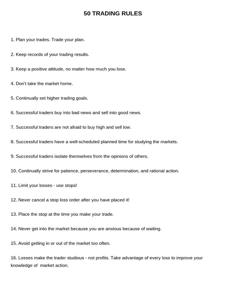 50 Rules of Trading | PDF | Psychological Concepts | Psychology