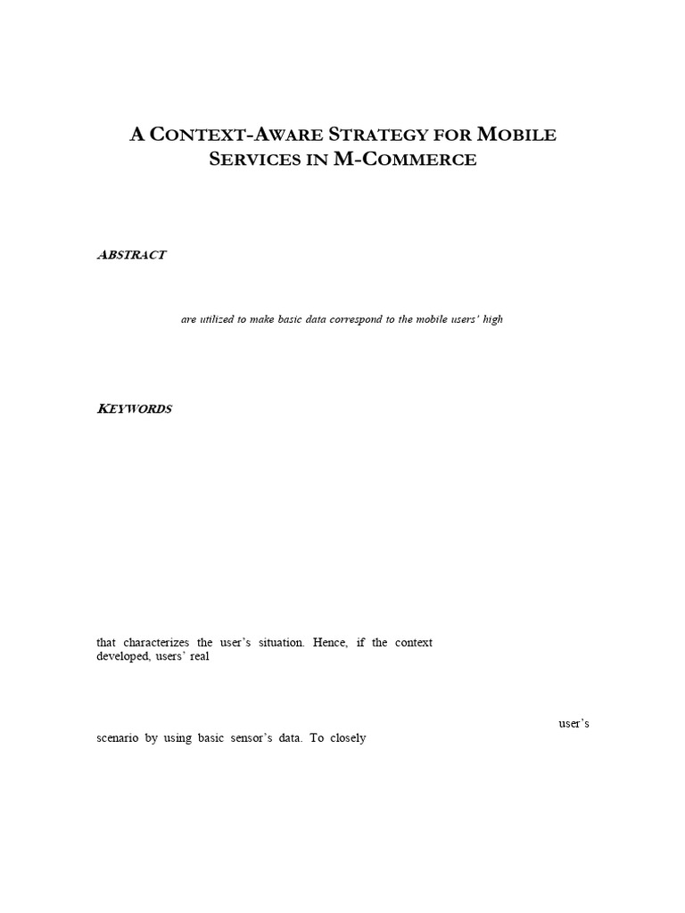 A Context-Aware Strategy For Mobile Services in M-Commerce | PDF | Fuzzy Logic | Computing