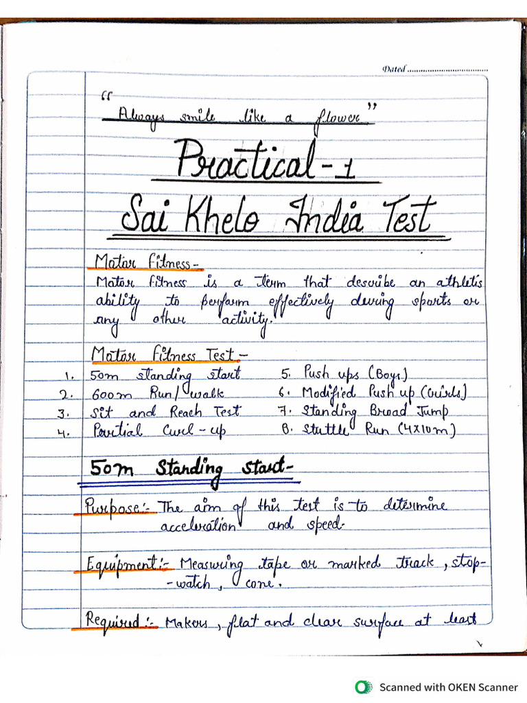 Practical File Physical Education Class 12th | PDF