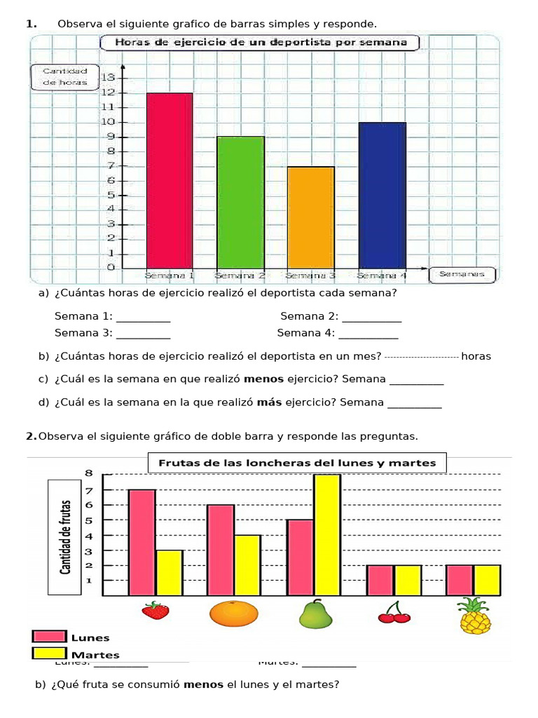 Ejercicios de Gráficas de Barras para Niños | PDF
