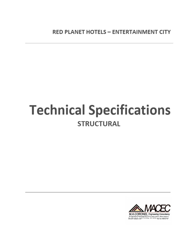 Red Planet Hotels Technical Specs | PDF | Concrete | Structural Steel