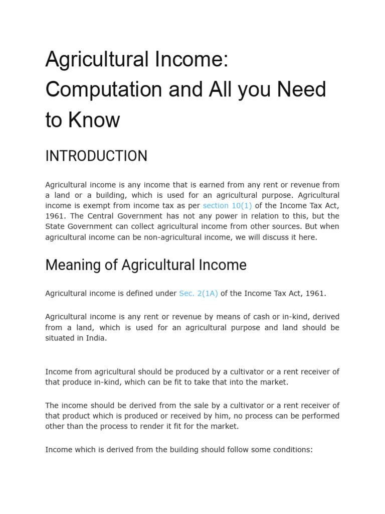 Understanding Agricultural Income Tax Exemptions | PDF | Taxes | Tax ...
