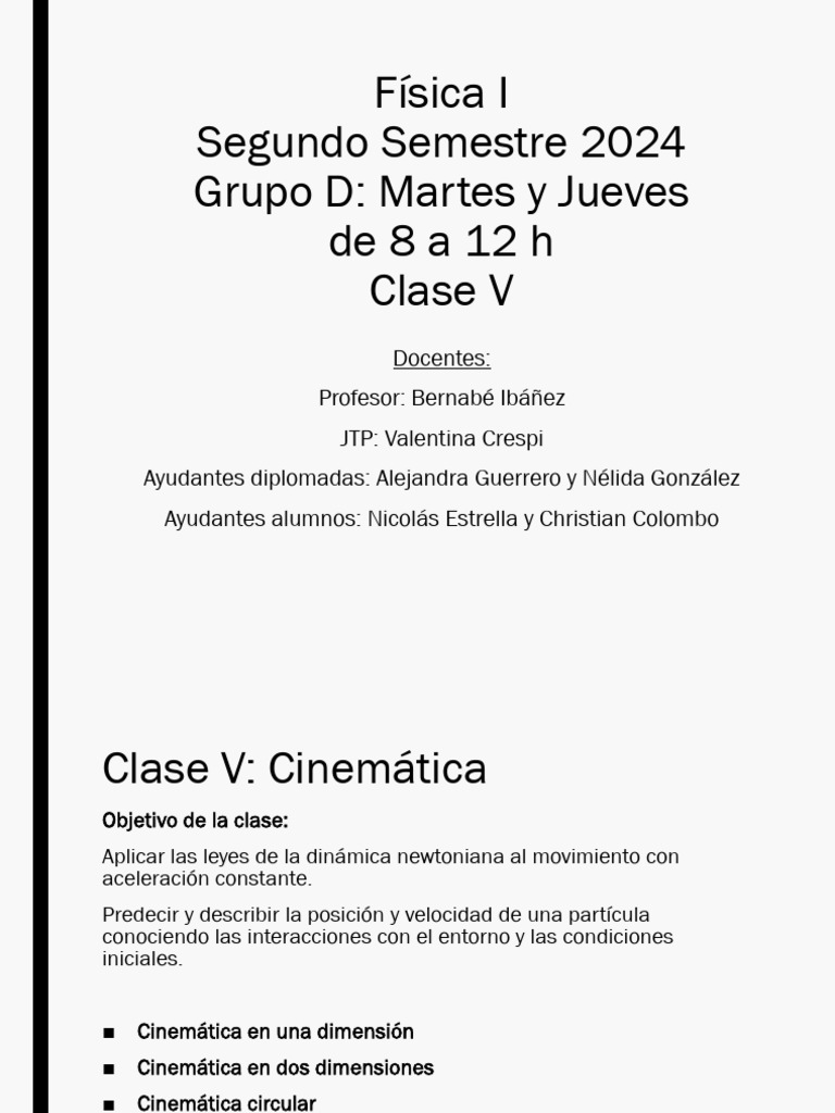 Clase de Cinemática Física I | PDF | Cinemática | Aceleración