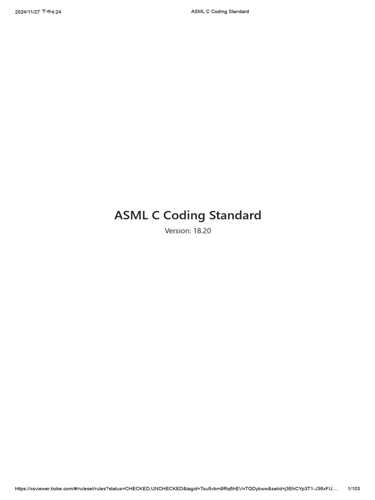 ASML C Coding Standard | PDF | C (Programming Language) | Pointer (Computer Programming)