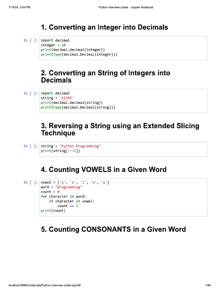 Python Code Snippet For Interviews | PDF Python Code Snippet For Interviews | PDF