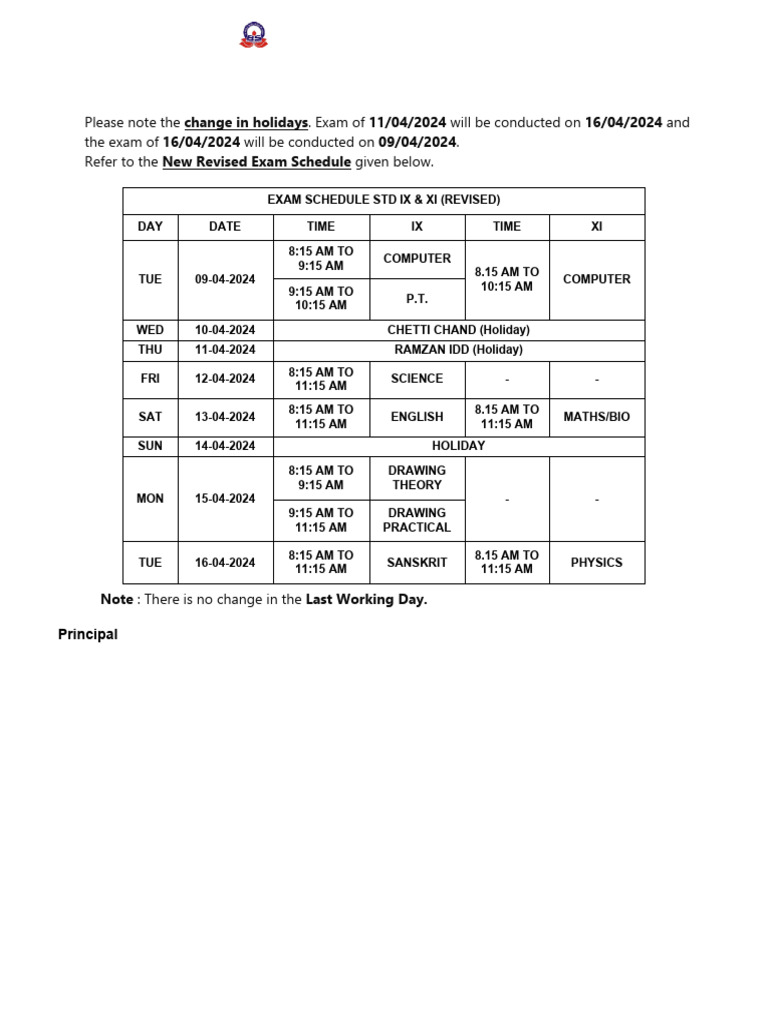 1 Secondary Exam Circular Revised 2023-2024 | PDF