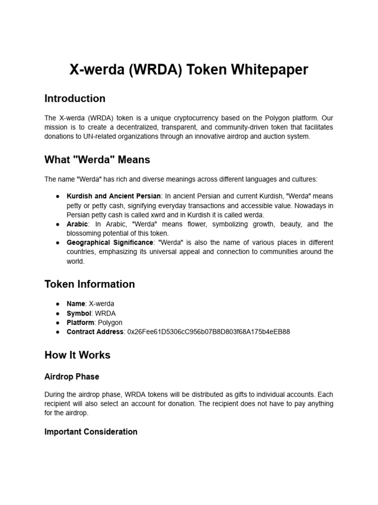 X-werda (WRDA) Token Overview | PDF | Cryptocurrency