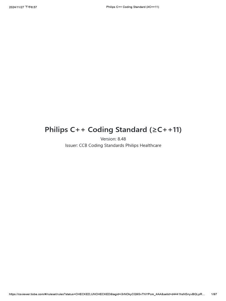 Philips C++ Coding Standard ( C++11) | PDF | Class (Computer Programming) | Constructor (Object ...