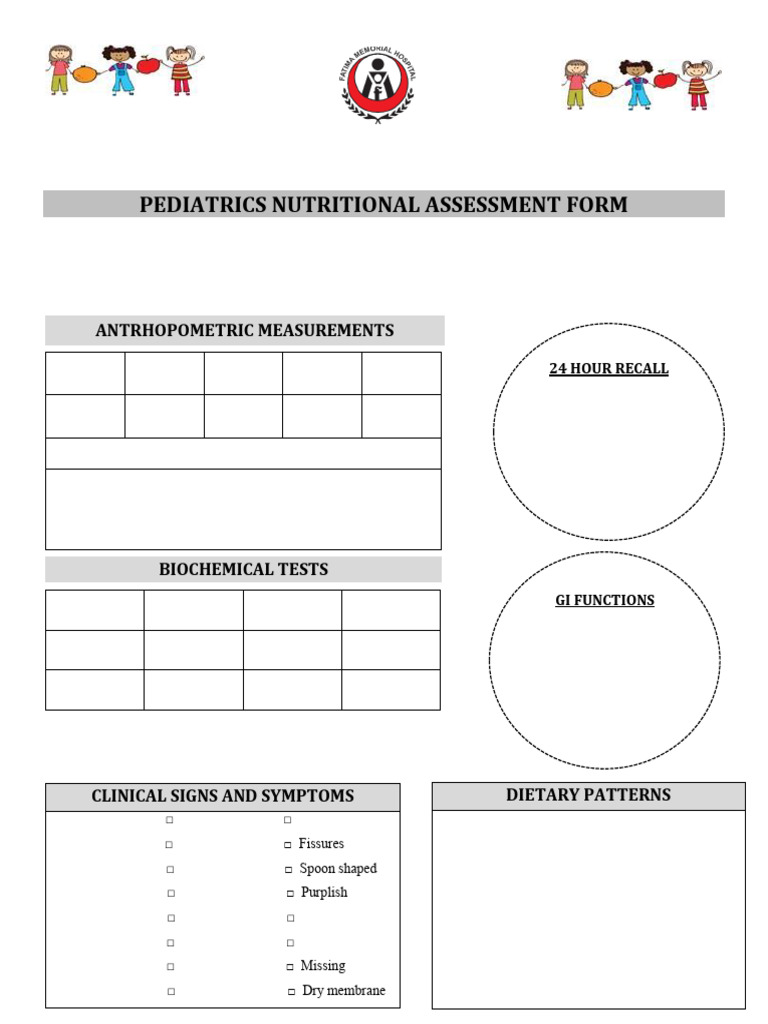 Pediatric Assessment Form | PDF | Dieting | Malnutrition
