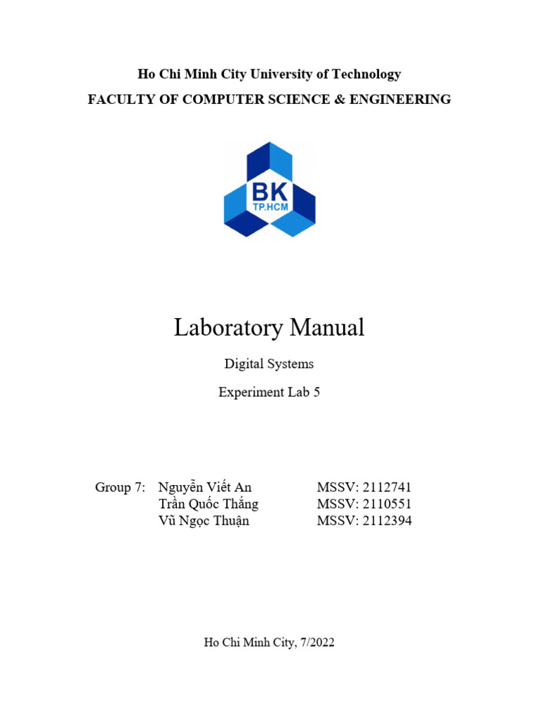 HCMUT Digital System Lab Report Lab 05 | PDF