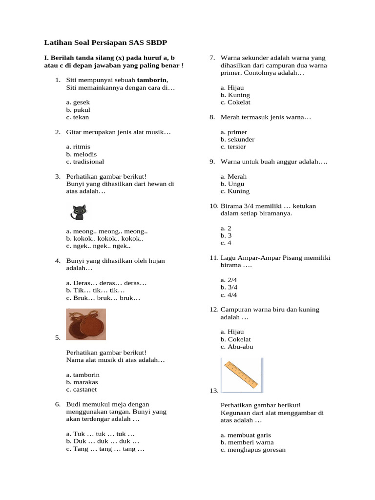 Latihan Soal Persiapan SAS SBDP | PDF