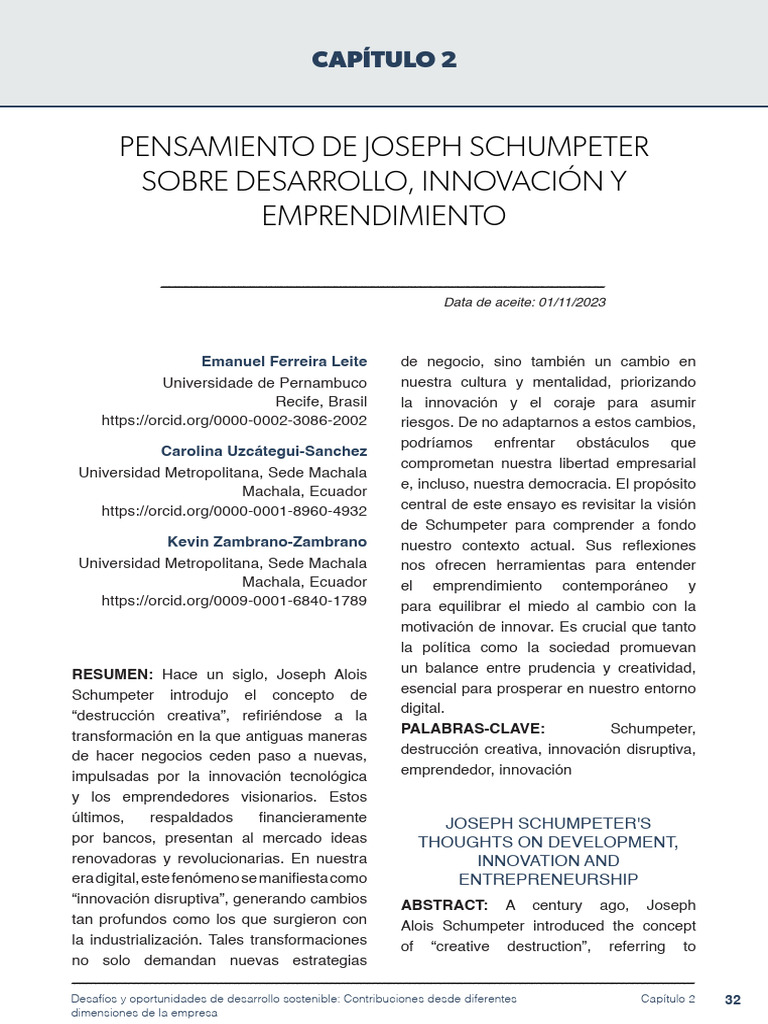 Innovación y Emprendimiento según Schumpeter | PDF | Iniciativa ...