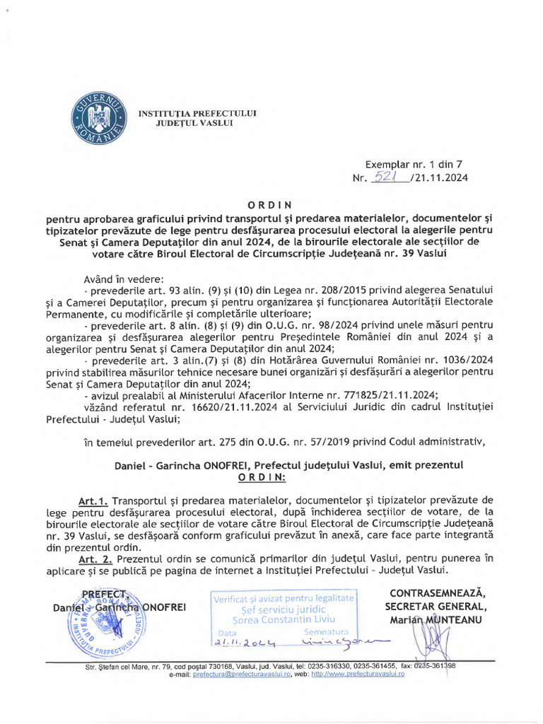 Ordin Prefect 521 21.11.2024 | PDF