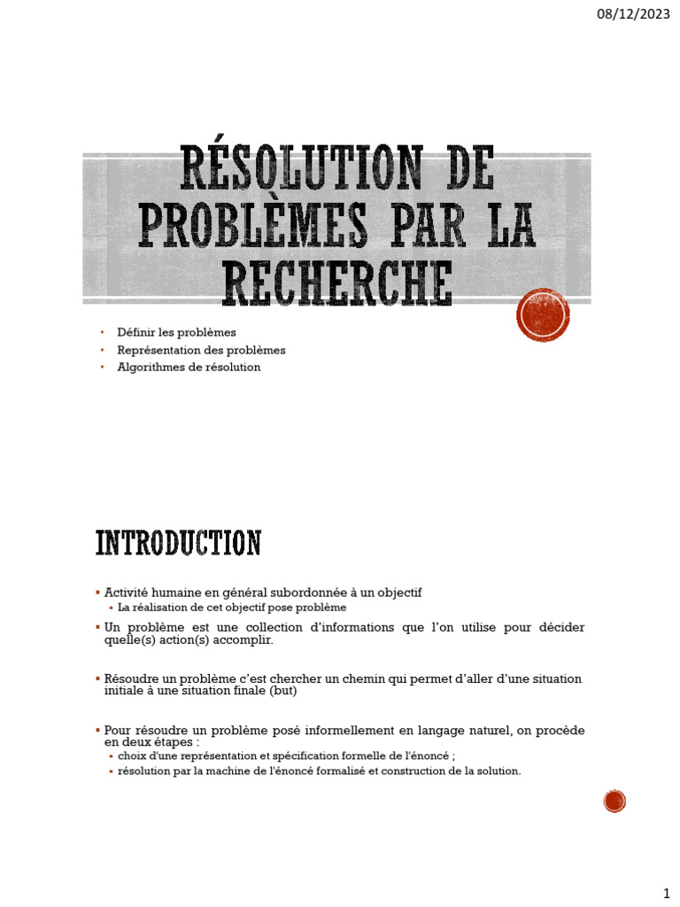 Résolution de Problèmes par Recherche | PDF | Théorie de la complexité ...