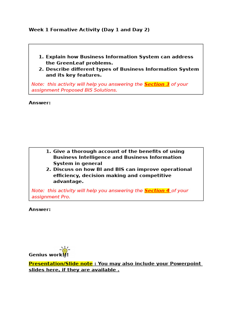 Week 1 Formative Activities | PDF