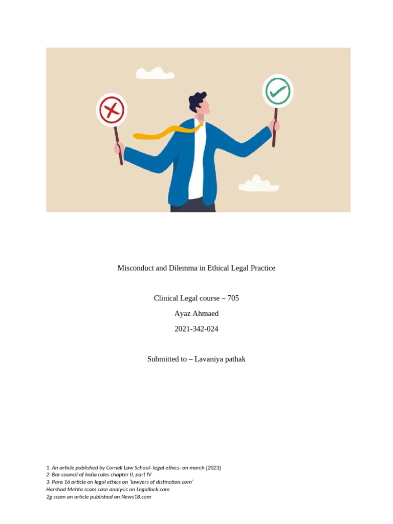 Misconduct and Dilemma in Ethical Practice | PDF | Lawyer | Conflict Of ...