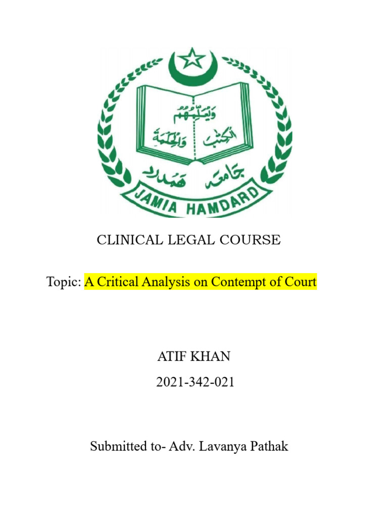 Assignment On Contempt of Court-Clc | PDF | Contempt Of Court | Supreme ...