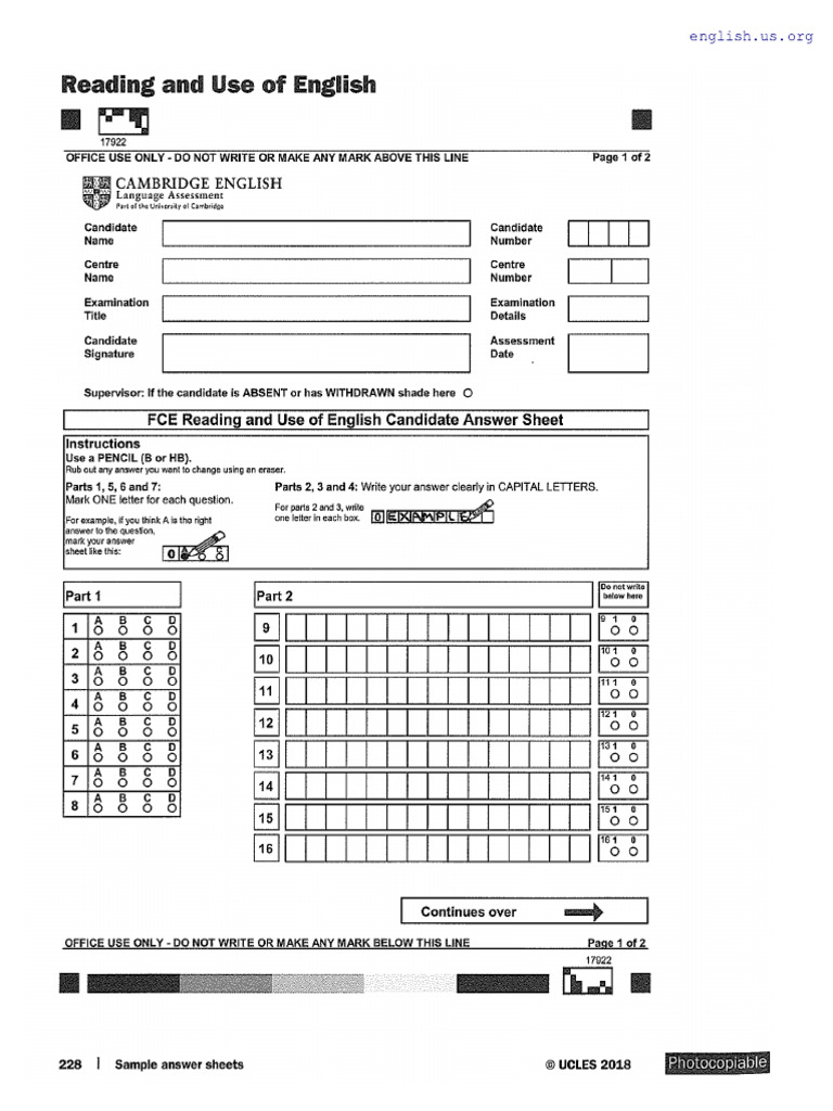 Reading Ans Sheet | PDF