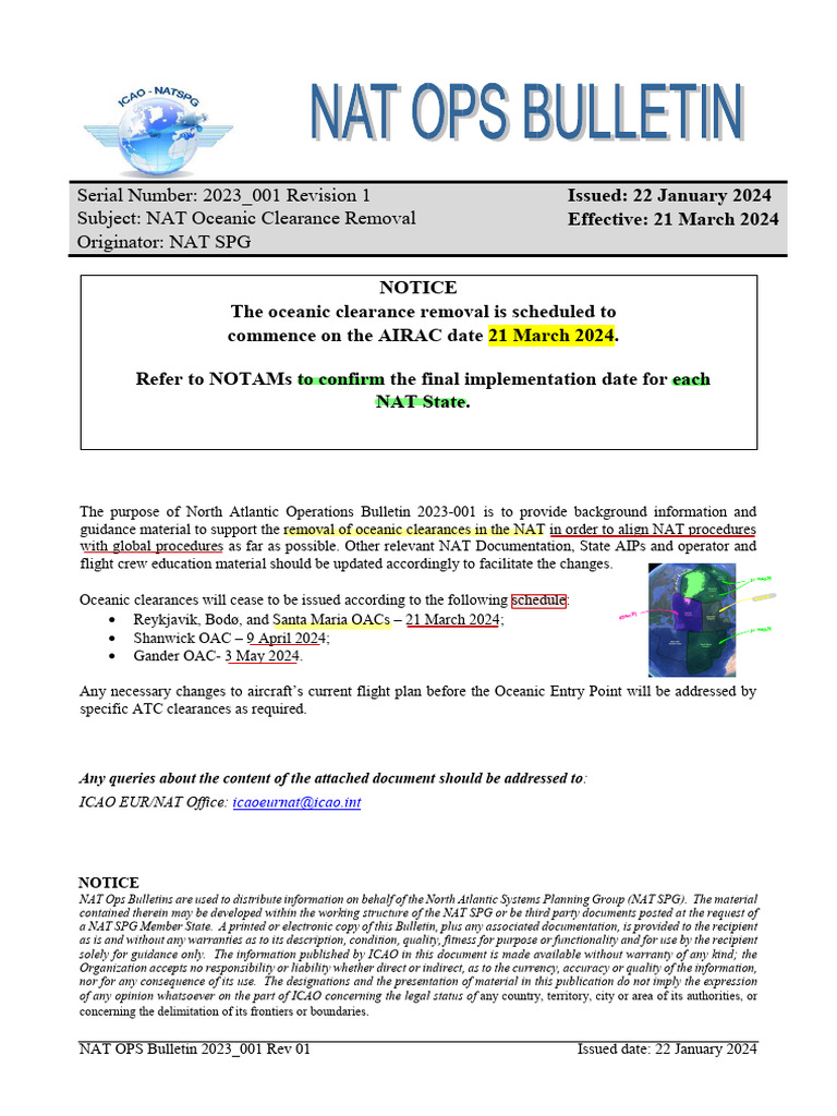 NAT Oceanic Clearance Removal 2024 | PDF | Air Traffic Control ...