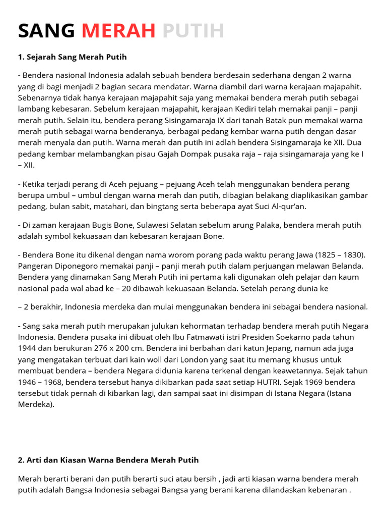 Sejarah dan Makna Bendera Merah Putih | PDF